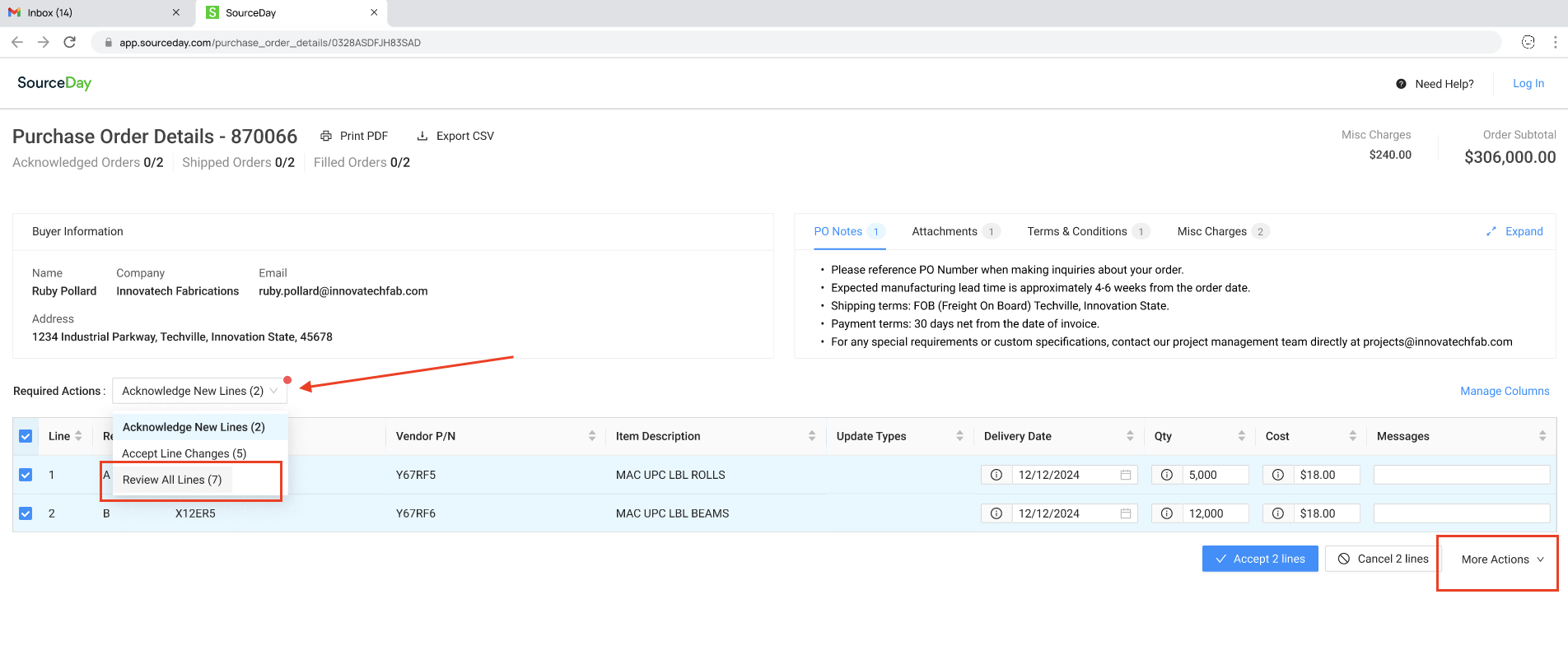 Adding shipping information by email – SourceDay